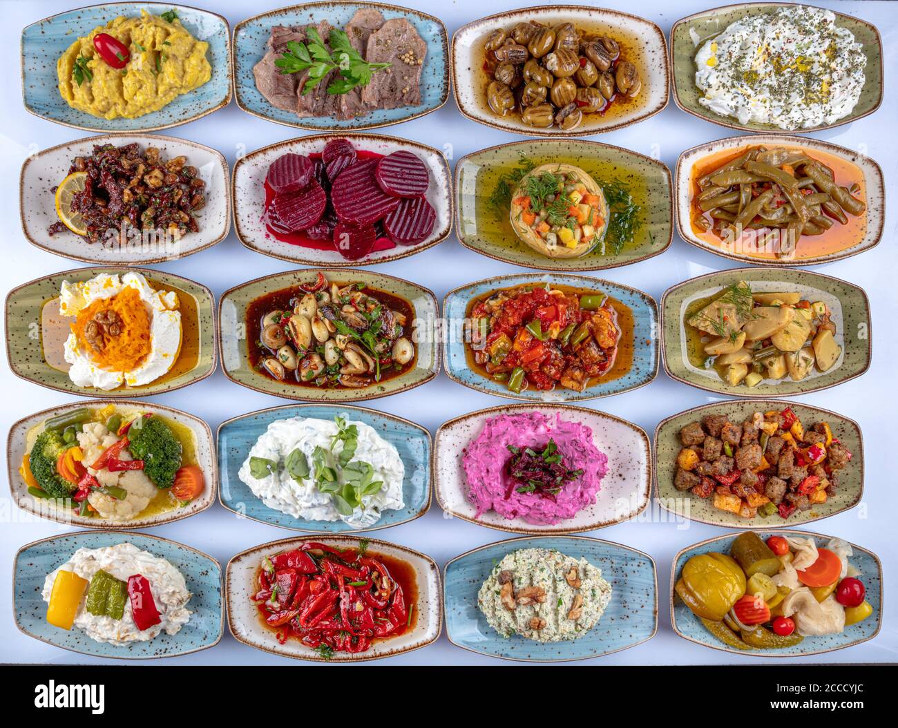 Traditional Turkish and Greek dinner meze table. Turkish Cuisine Cold ...