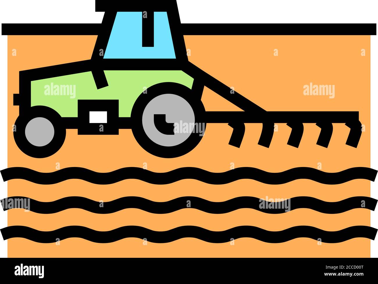 tractor cultivating field color icon vector illustration Stock Vector ...