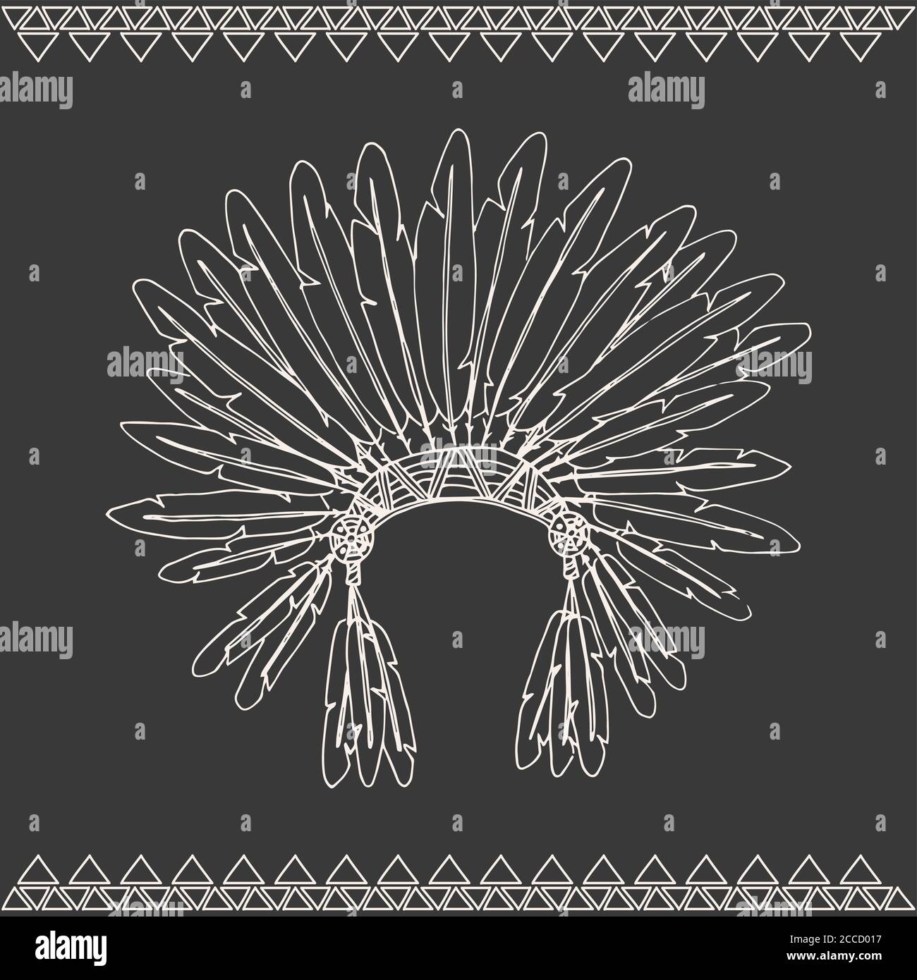 Hand drawn native american indian chief headdress, vector illustration ...