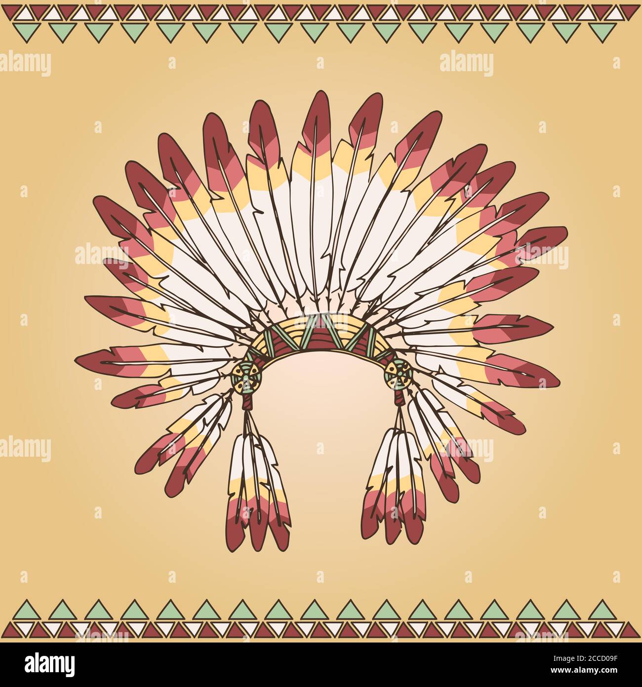 Hand drawn native american indian chief headdress, vector illustration ...