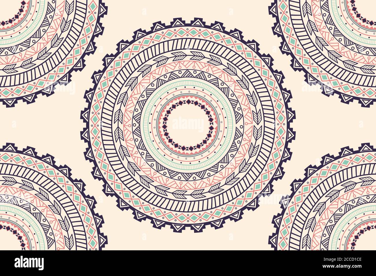 Ethnic Aztec circle ornament seamless pattern, vector illustration ...