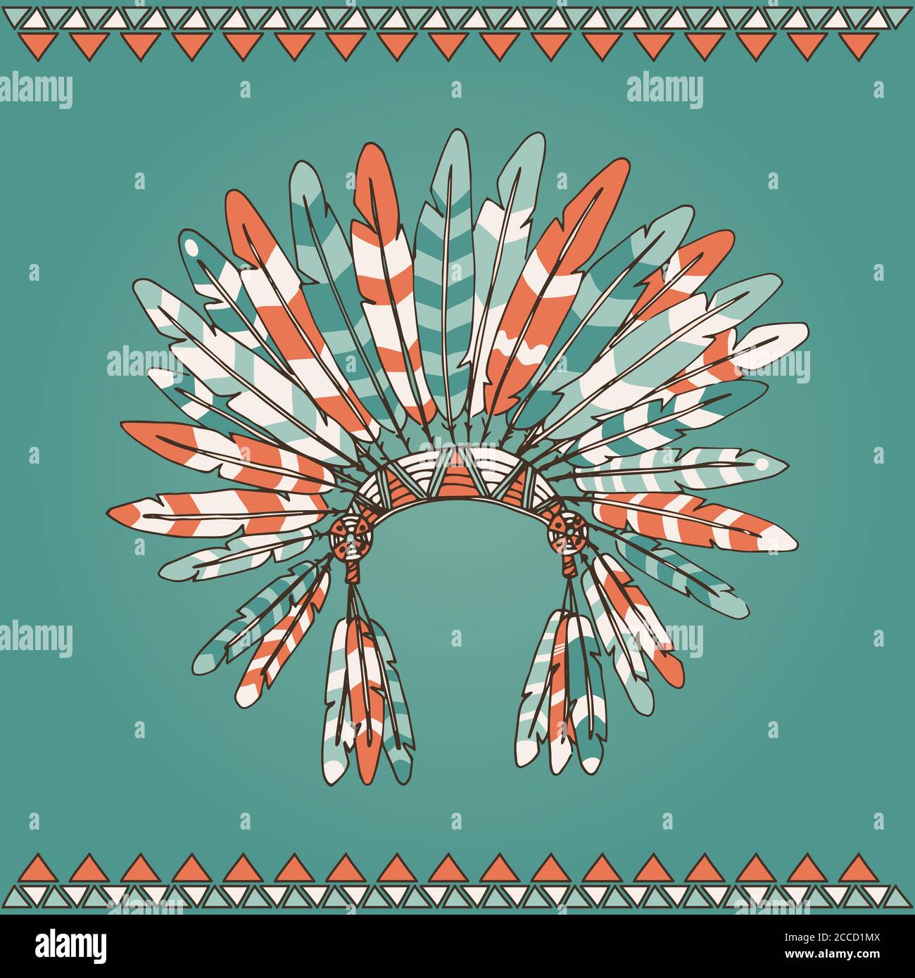 Hand drawn native american indian chief headdress, vector illustration ...