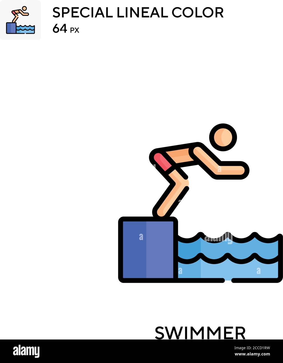 Swimmer Special lineal color icon. Illustration symbol design template ...