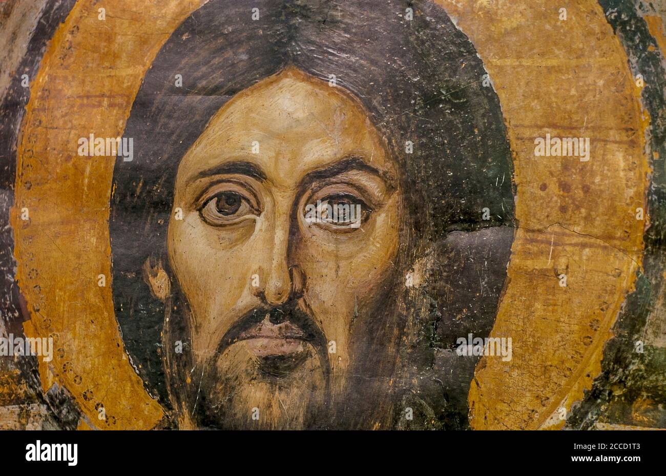 the face of Jesus Christ on an Orthodox fresco Stock Photo - Alamy