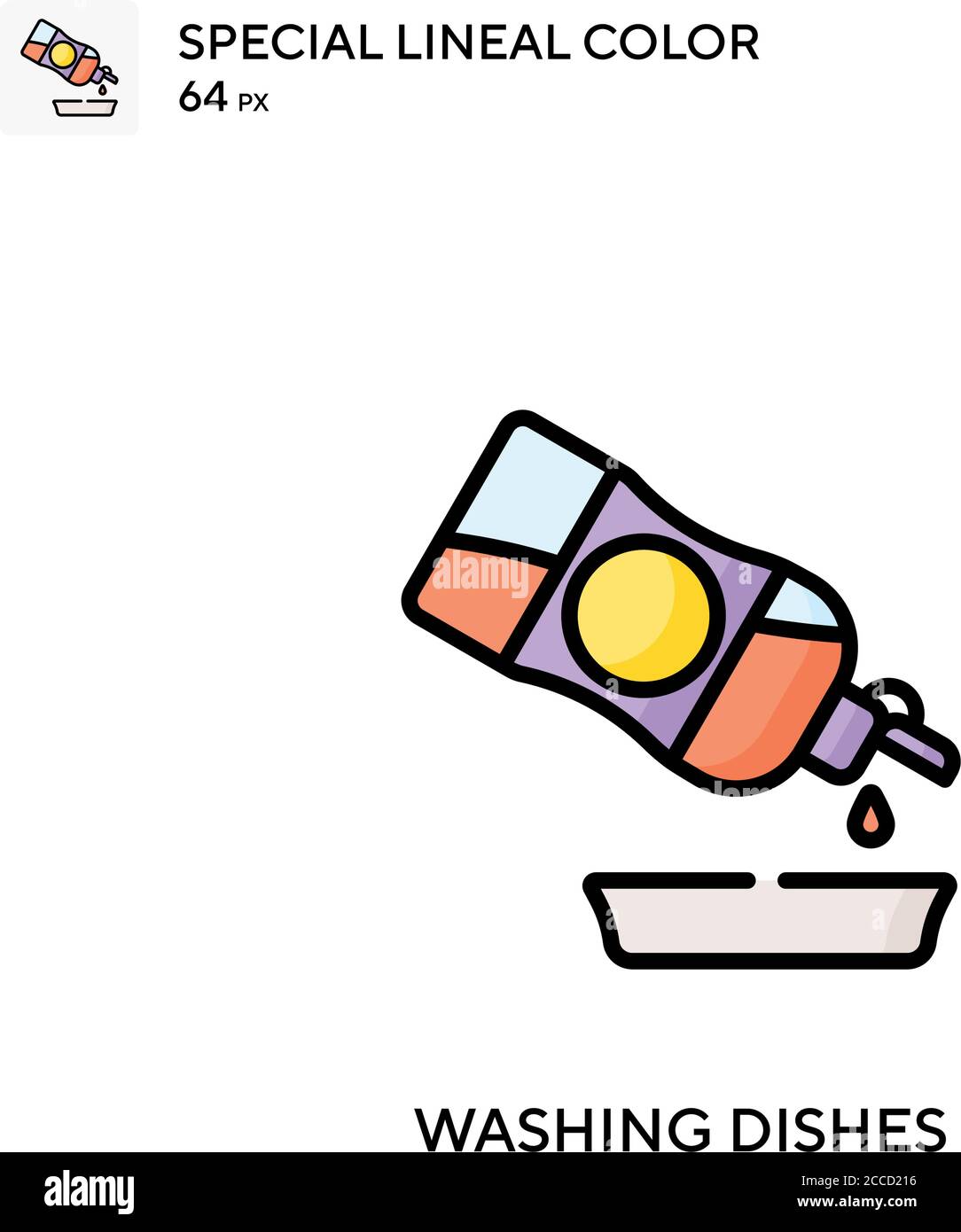 Washing dishes Special lineal color icon. Illustration symbol design ...