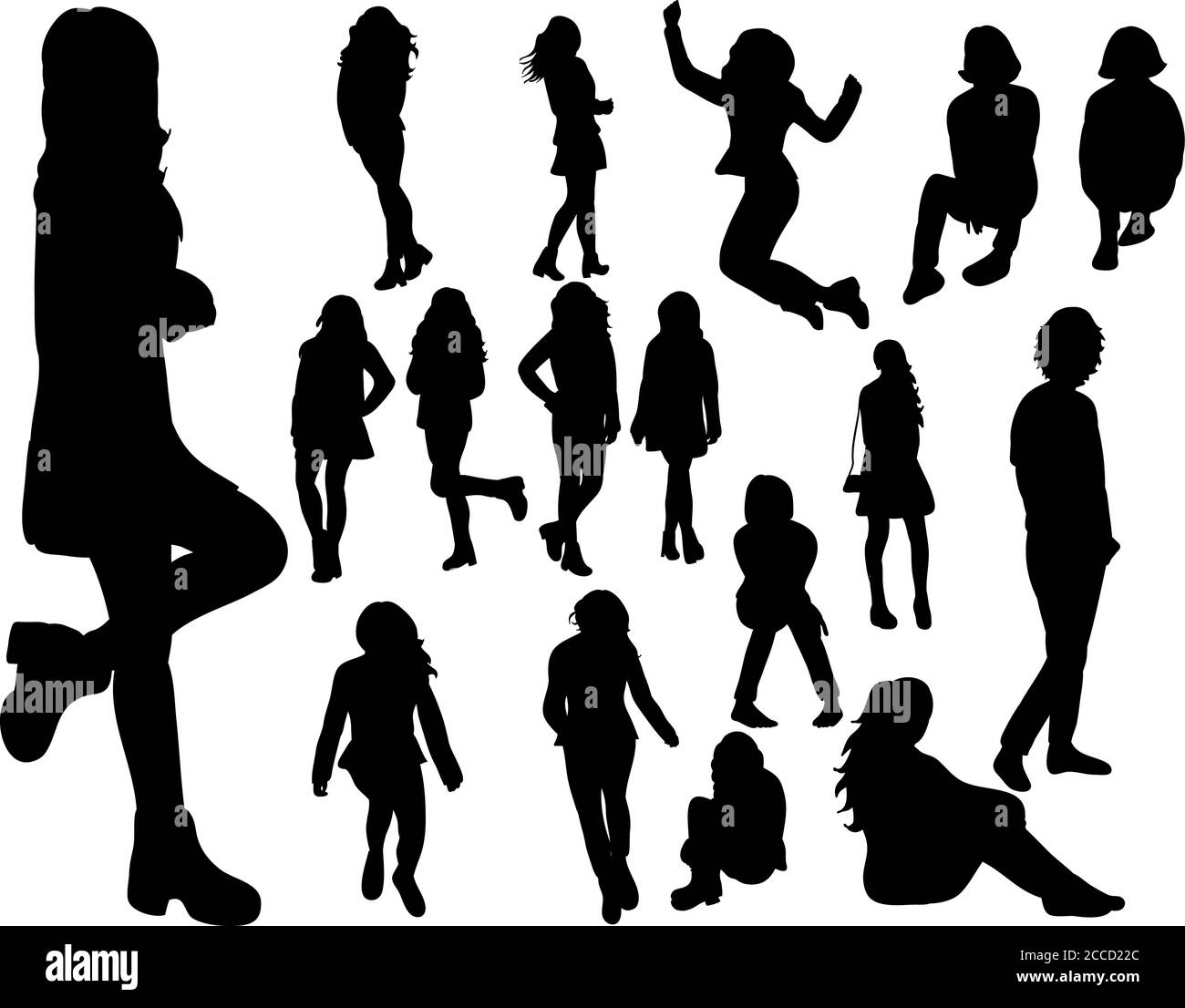 isolated silhouette teen girl collection Stock Vector Image & Art - Alamy