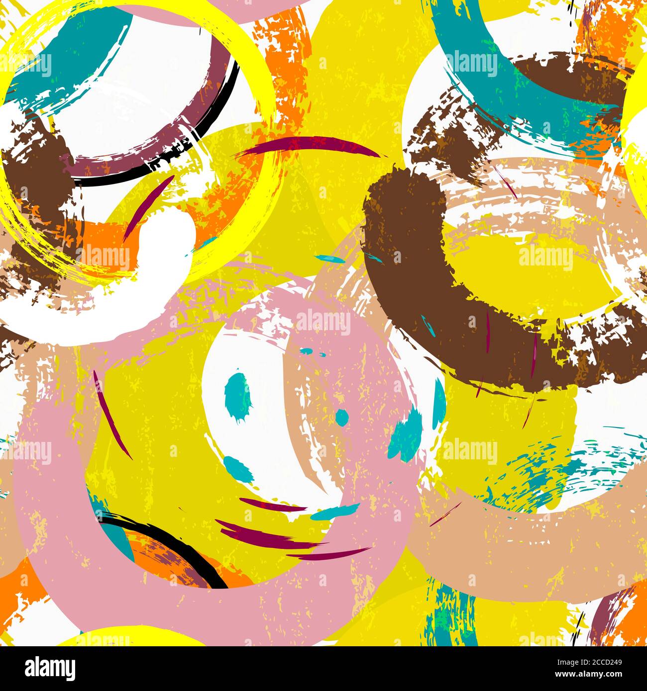 abstract paint circles seamless vector background, vibrant colors and ...