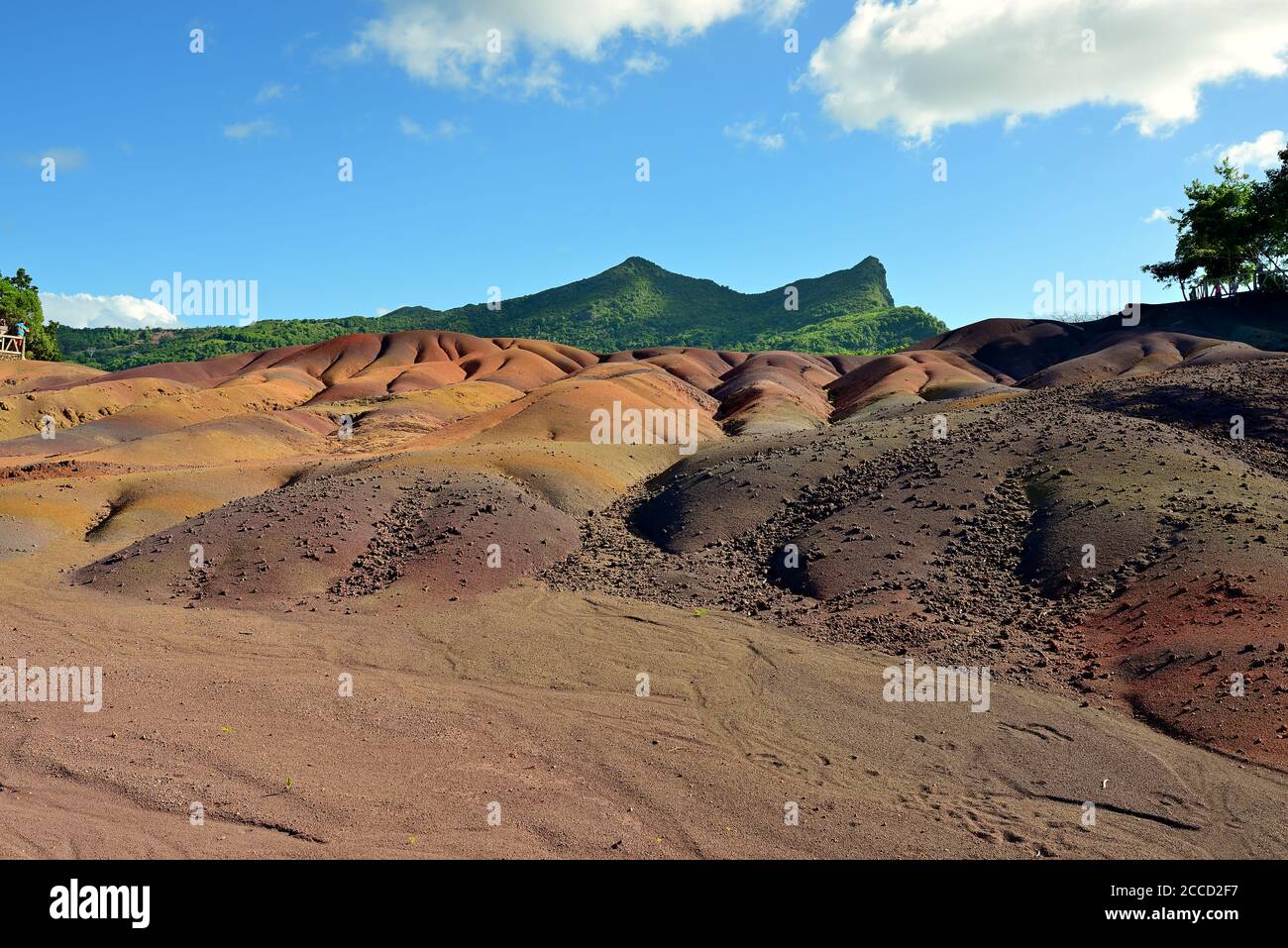 Main sight of Mauritius island. Unusual volcanic formation seven ...