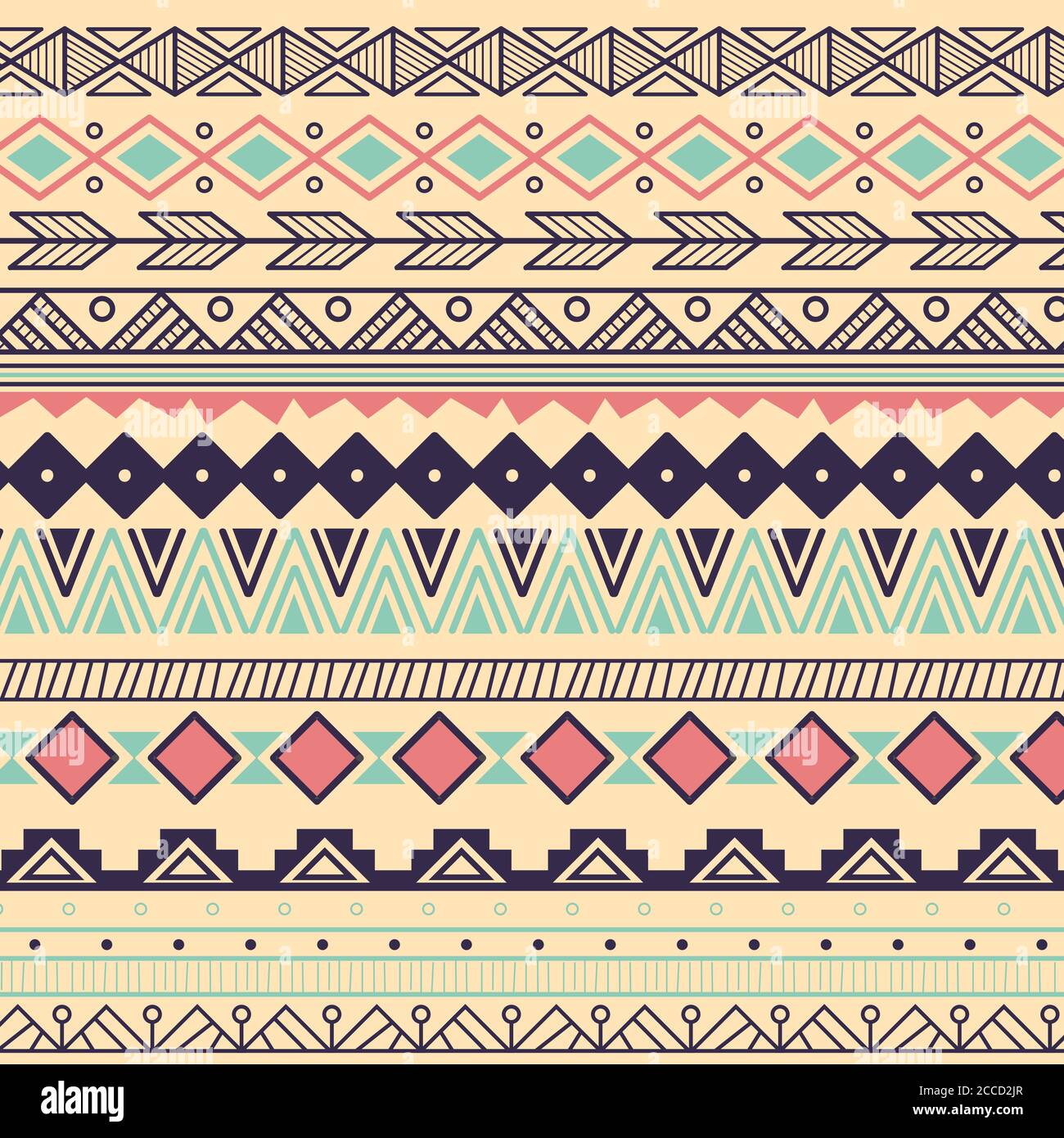 Aztec tribal pattern in stripes, vector illustration Stock Vector Image ...