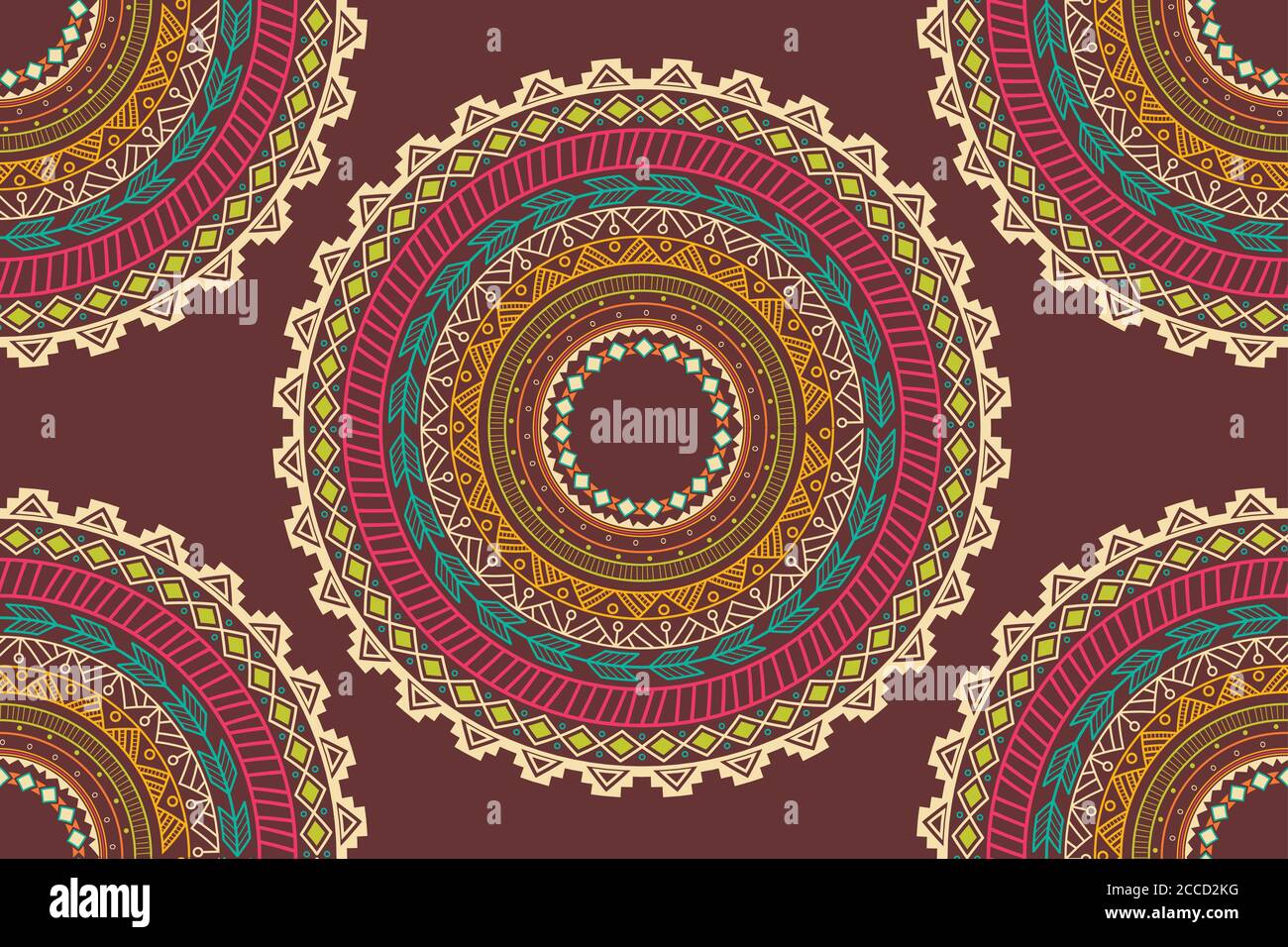Ethnic Aztec circle ornament seamless pattern, vector illustration ...