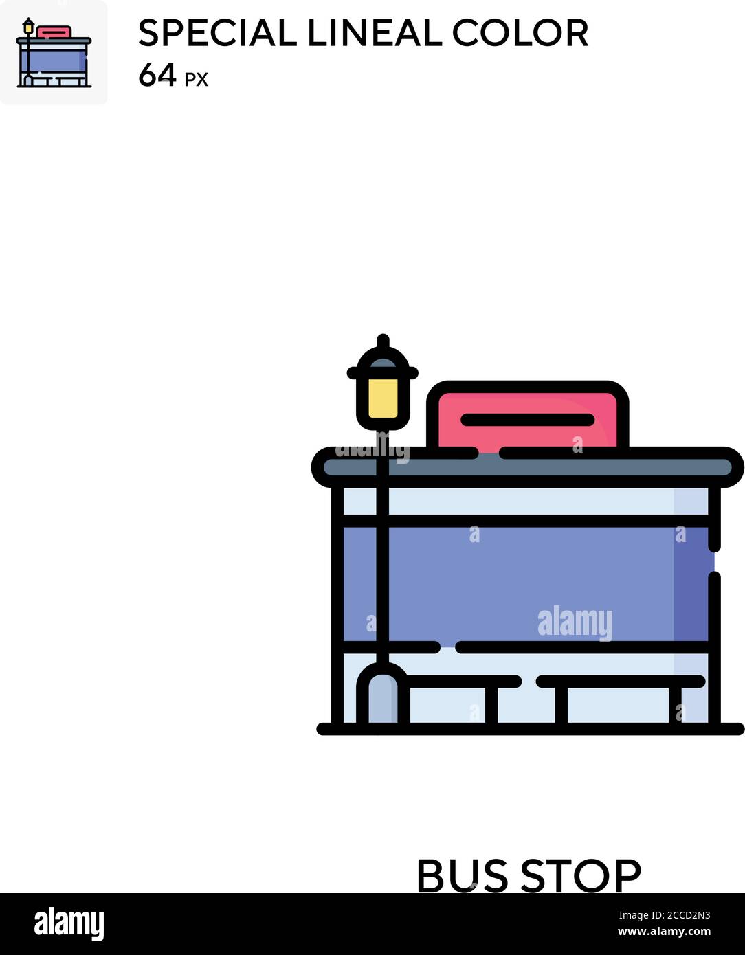 Bus stop Special lineal color icon. Illustration symbol design template ...