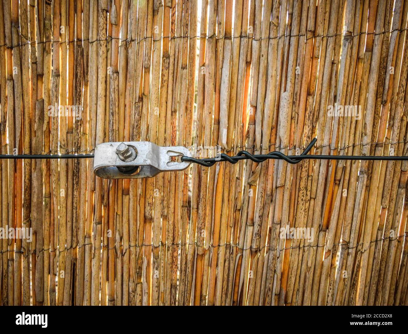 Classic brown reed fence details Stock Photo - Alamy