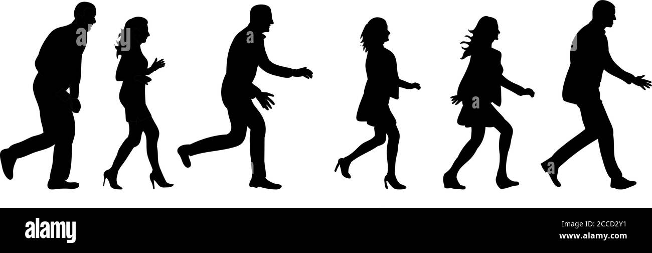 isolated silhouette people walking sideways Stock Vector Image & Art ...