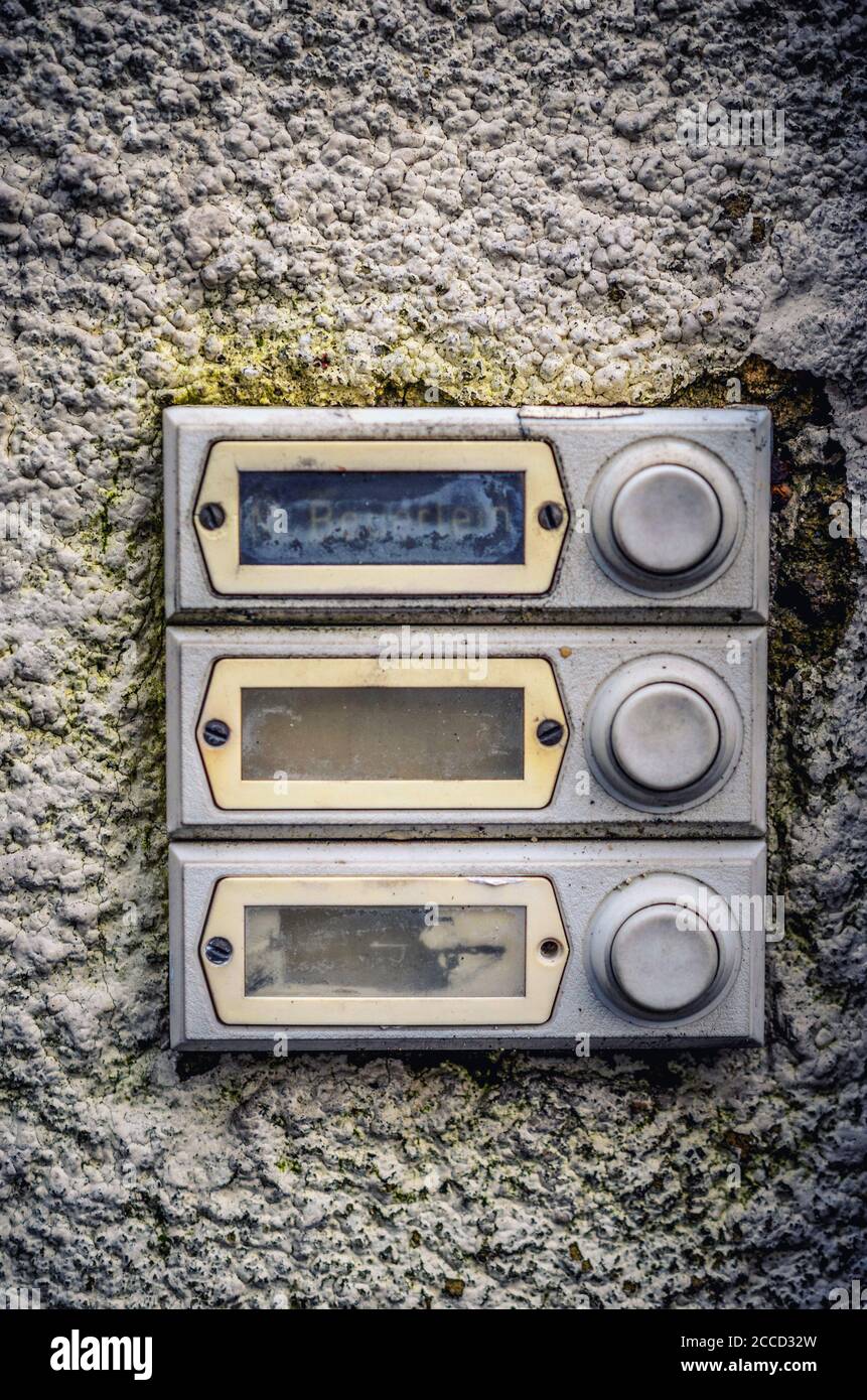 Old and used doorbells Stock Photo - Alamy