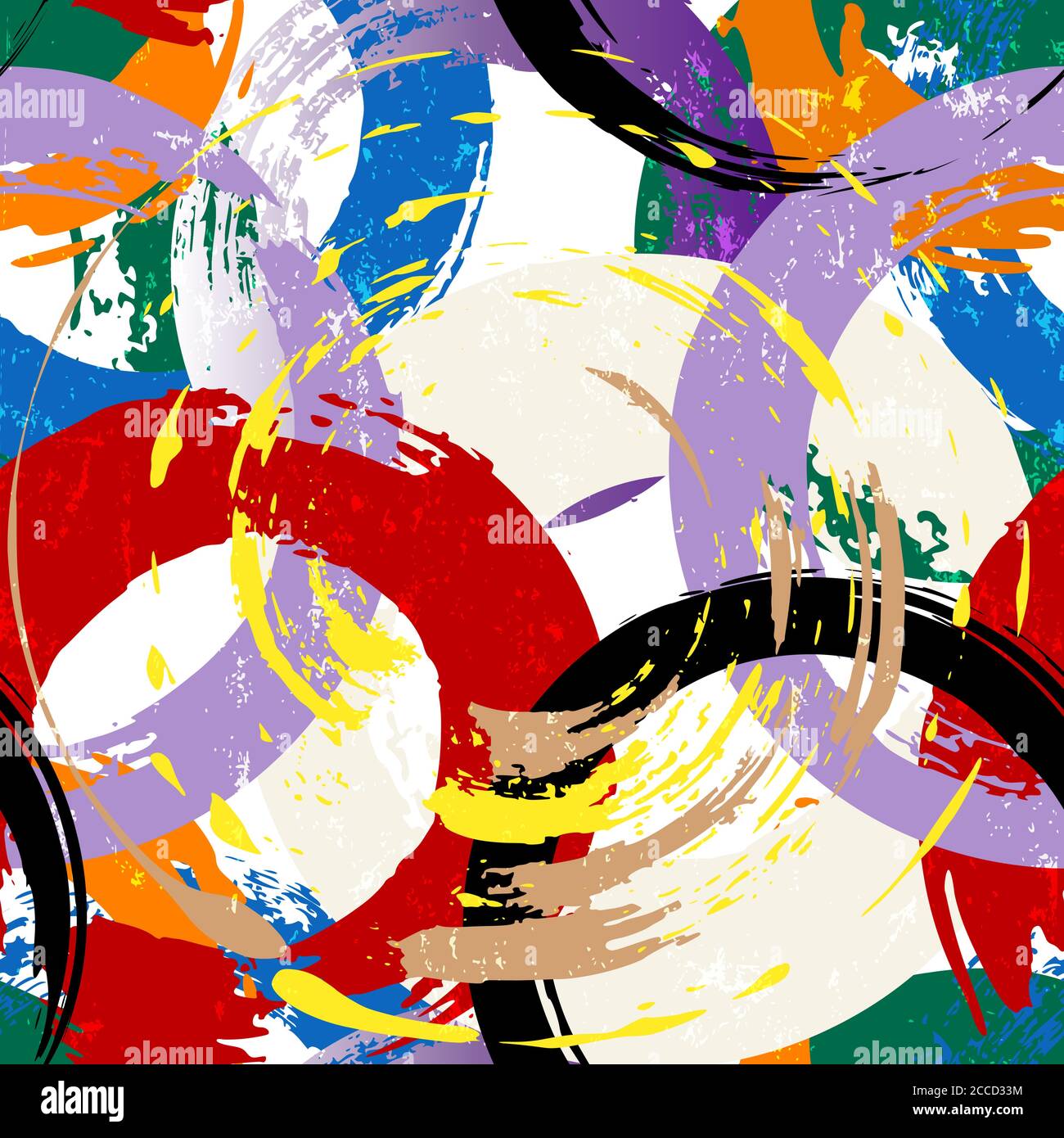 abstract paint circles seamless vector background, vibrant colors and ...