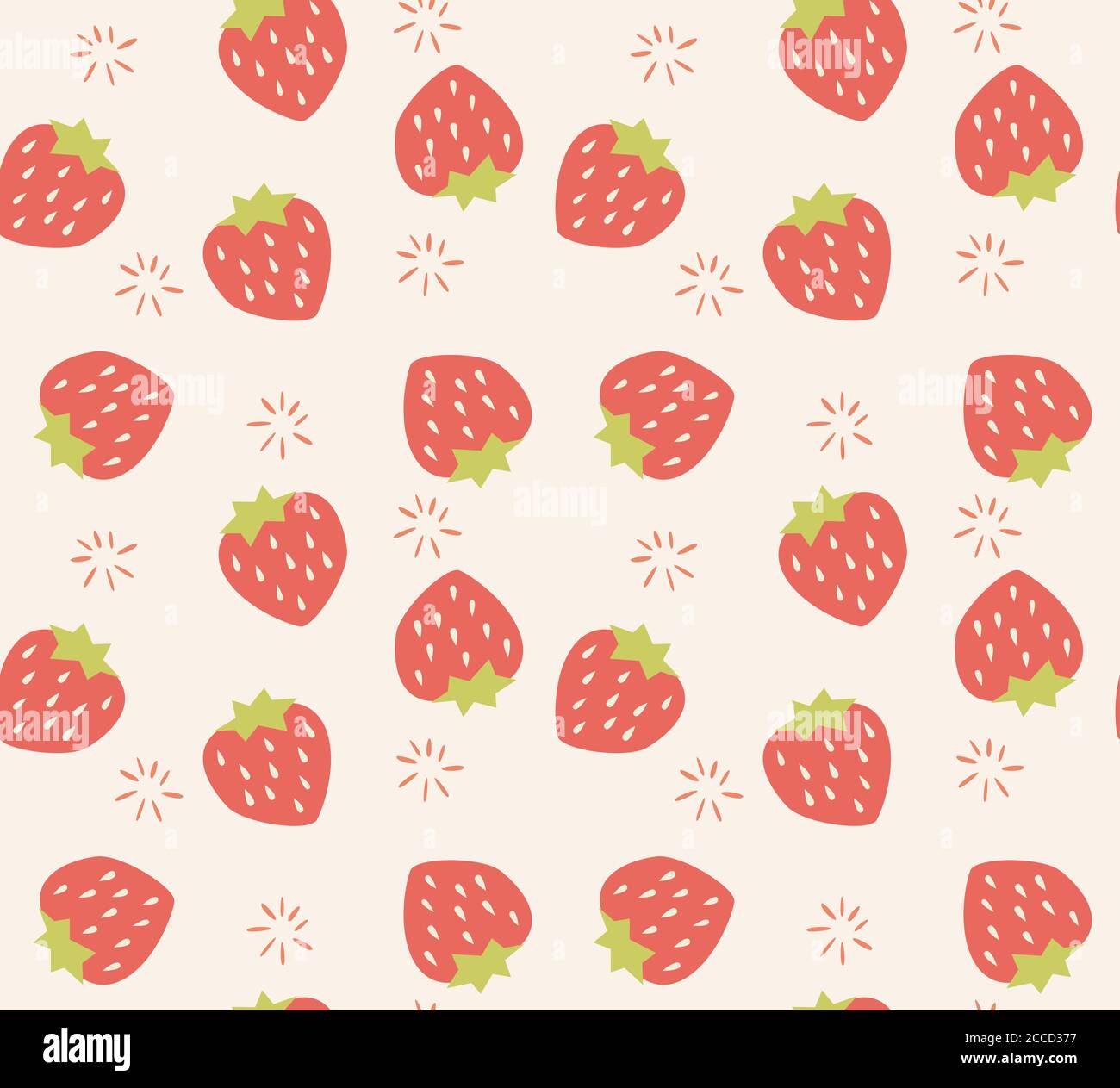 Seamless pattern with hand drawn strawberry fruit, vector illustration ...