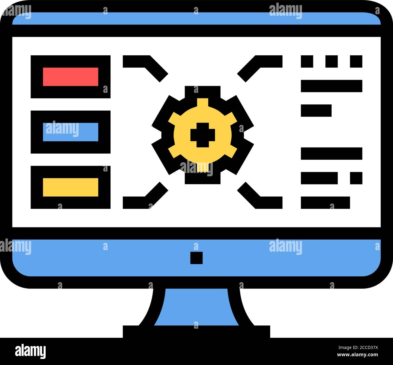 gear characteristics on computer screen color icon vector illustration ...