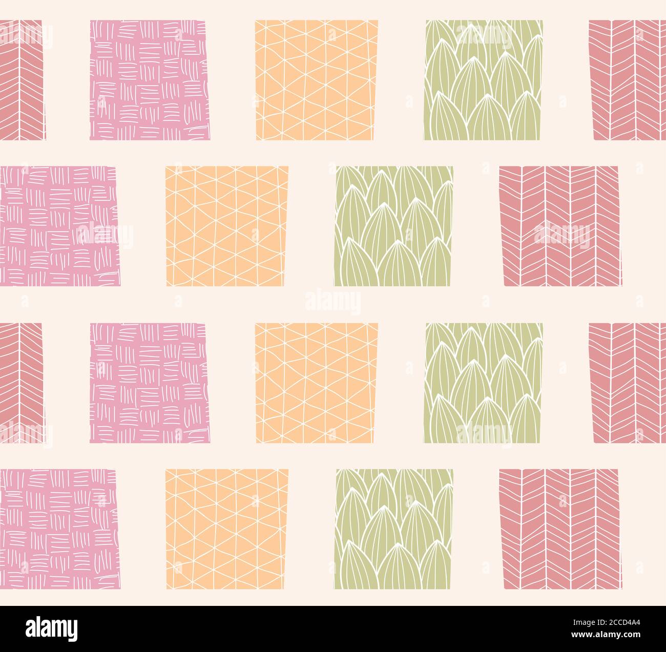 Seamless pattern with ornamental square shapes and line drawings ...