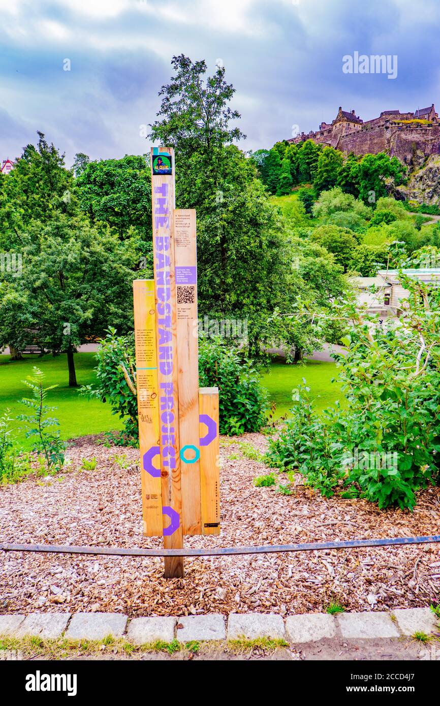 Edinburgh, Scotland 7th August 2020 bandstand project sign princes ...
