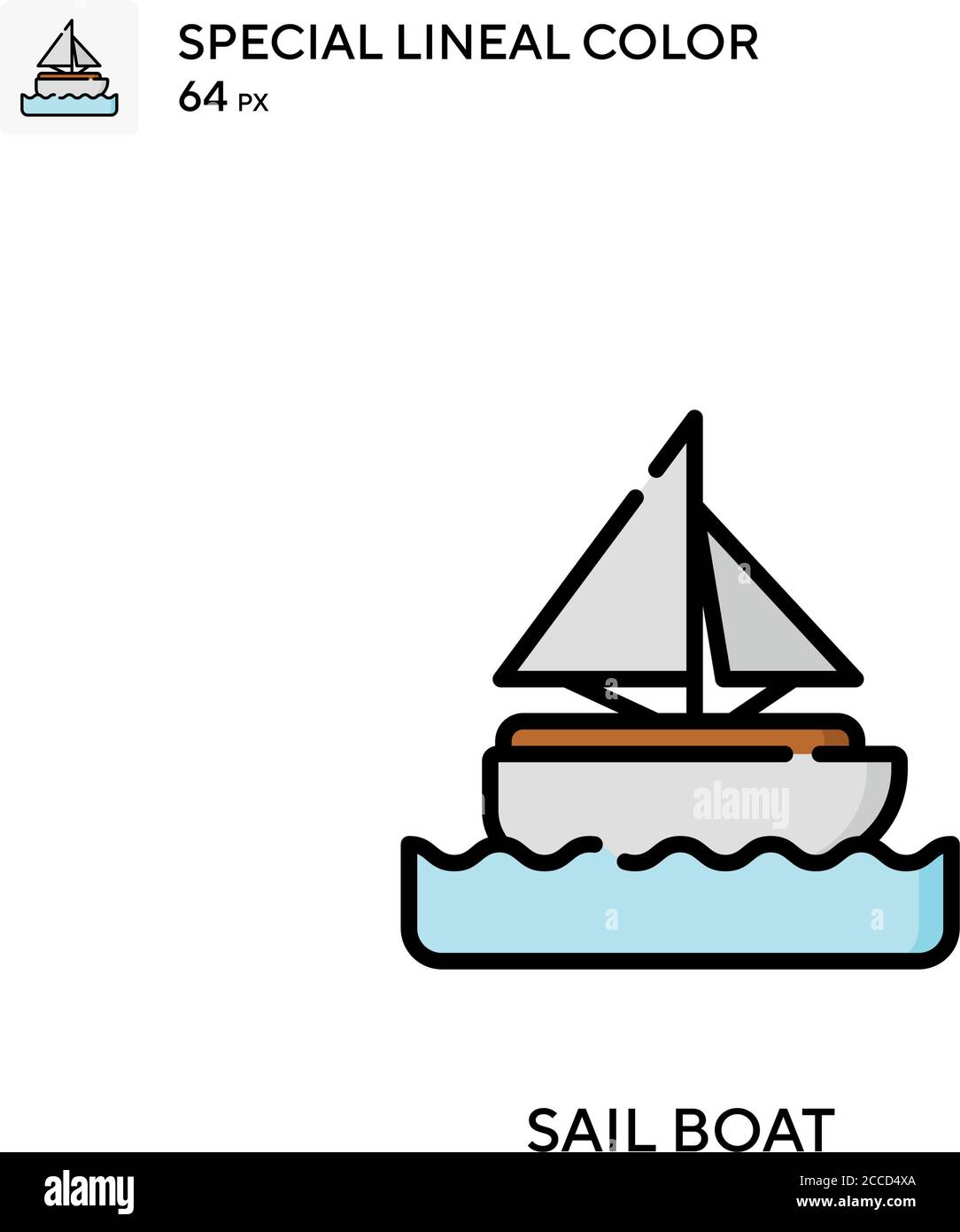 Sail boat Special lineal color icon. Illustration symbol design ...