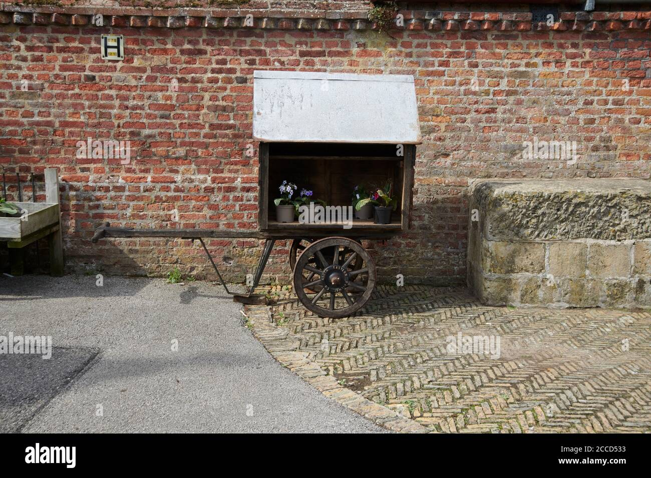 An old railway hand cart used for selling plants, East Yorkshire ...