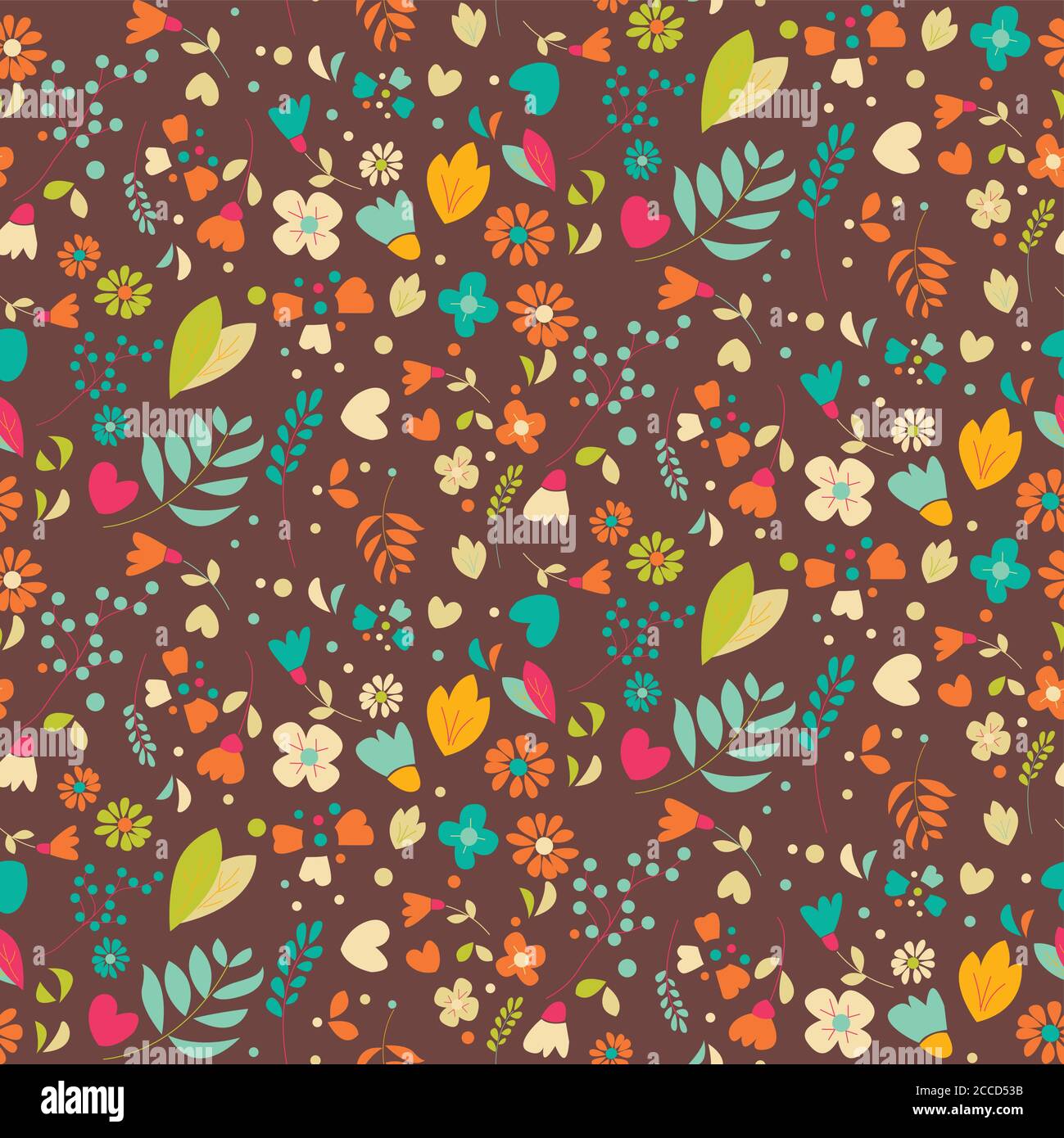 Bohemian hand drawn flowers, seamless pattern, vector illustration ...