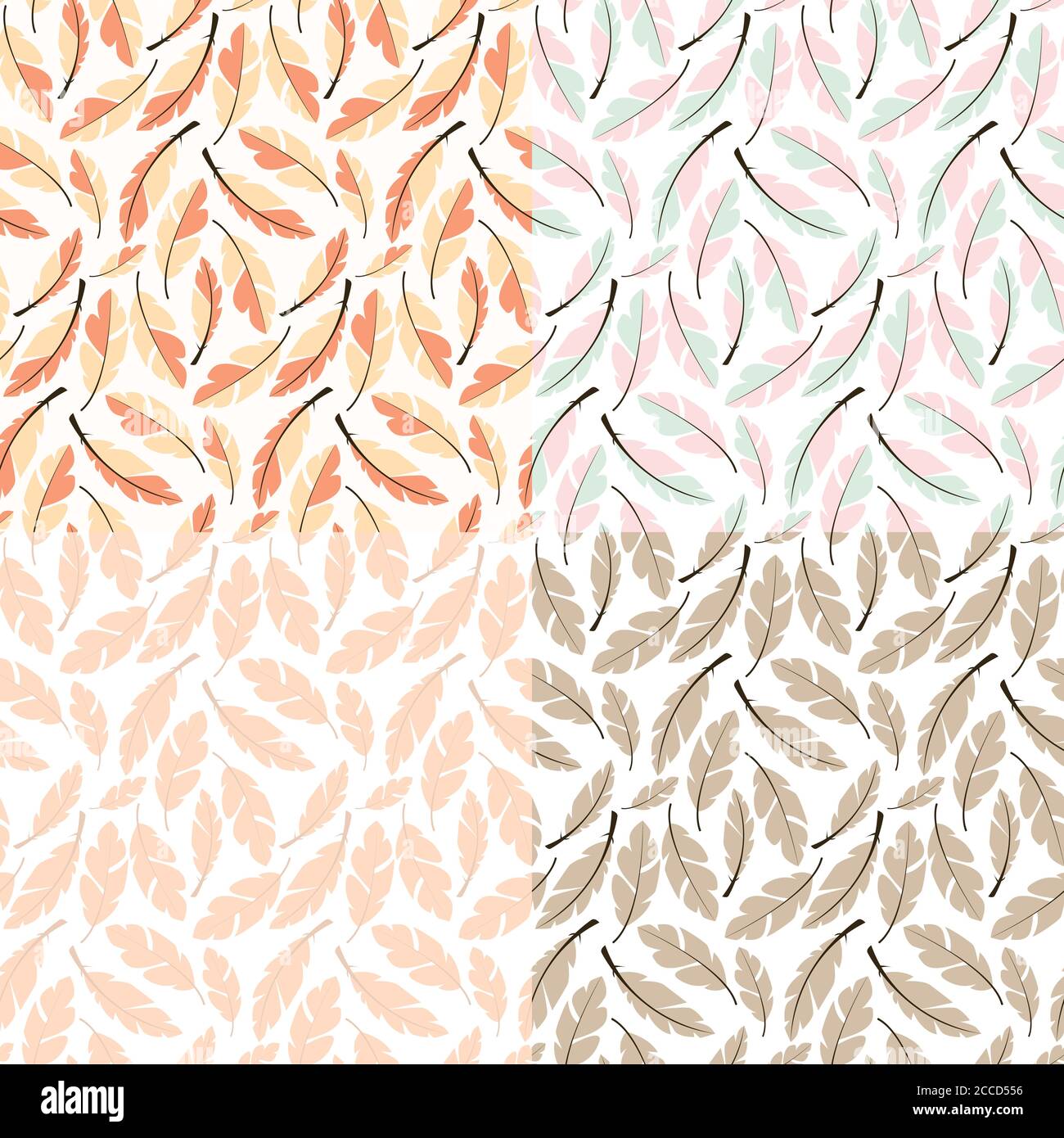 Collection of four seamless pattern designs with bohemian hand drawn ...
