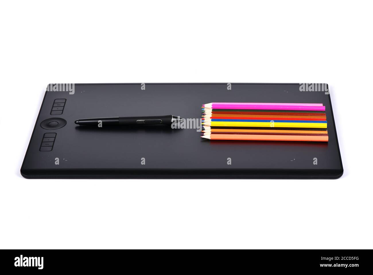 Professional graphics tablet with multicolored and digitized pens ...
