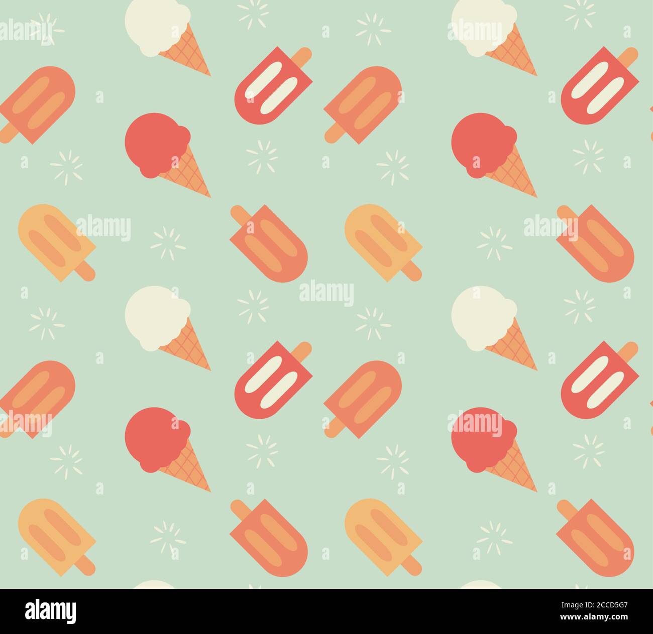 Seamless pattern with hand drawn ice cream, vector illustration Stock ...