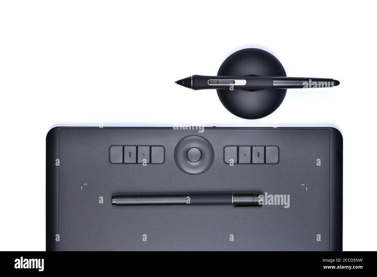 Top view professional graphics tablet with digitized pen. Isolated on ...