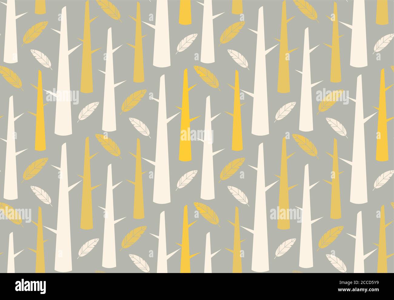 Tree forest with feathers, seamless pattern, vector illustration Stock ...