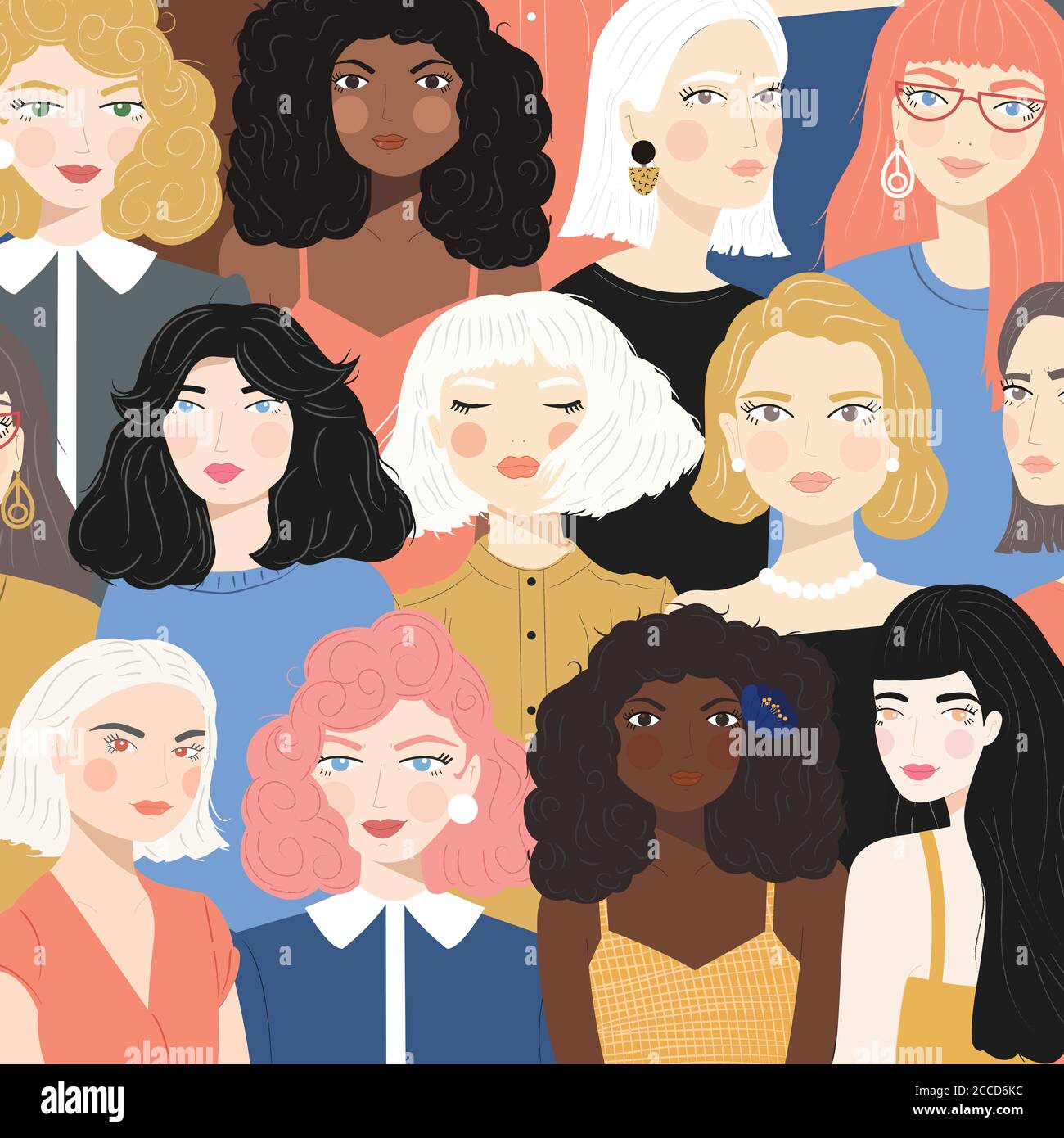 Group of portraits of diverse women, fight for equality concept ...