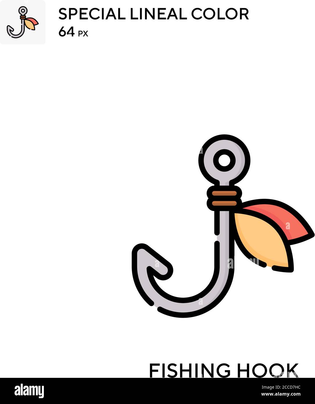 Fishing hook Special lineal color icon. Illustration symbol design ...