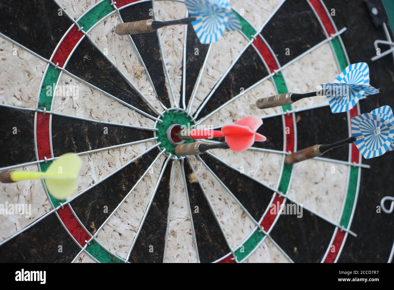 Darts target closeup. Success hitting target aim goal achievement ...