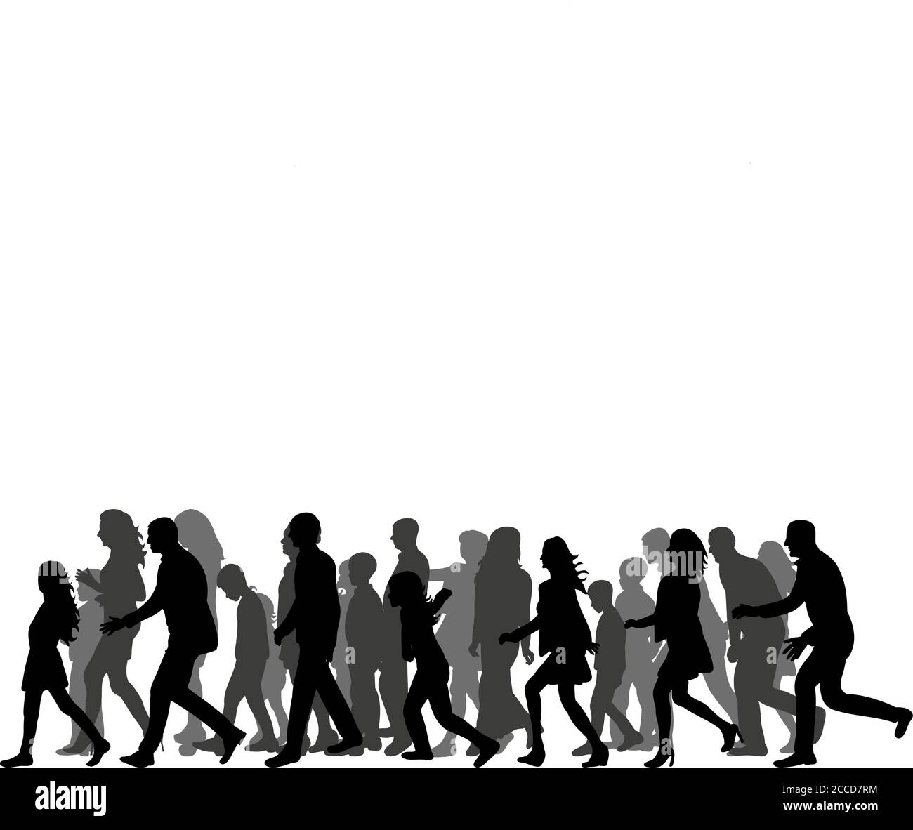 Vector, isolated silhouette of a walking crowd of people Stock Vector Image & Art - Alamy