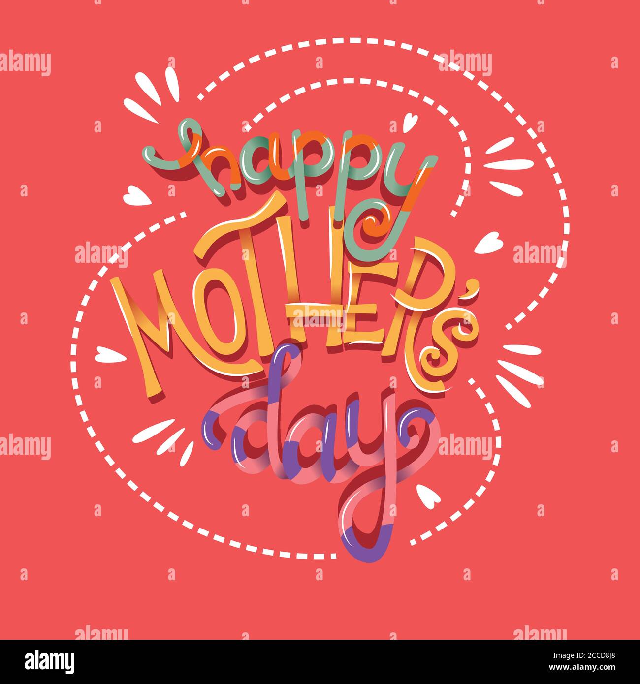 Happy Mothers Day Hand Lettering Typography Modern Poster Design