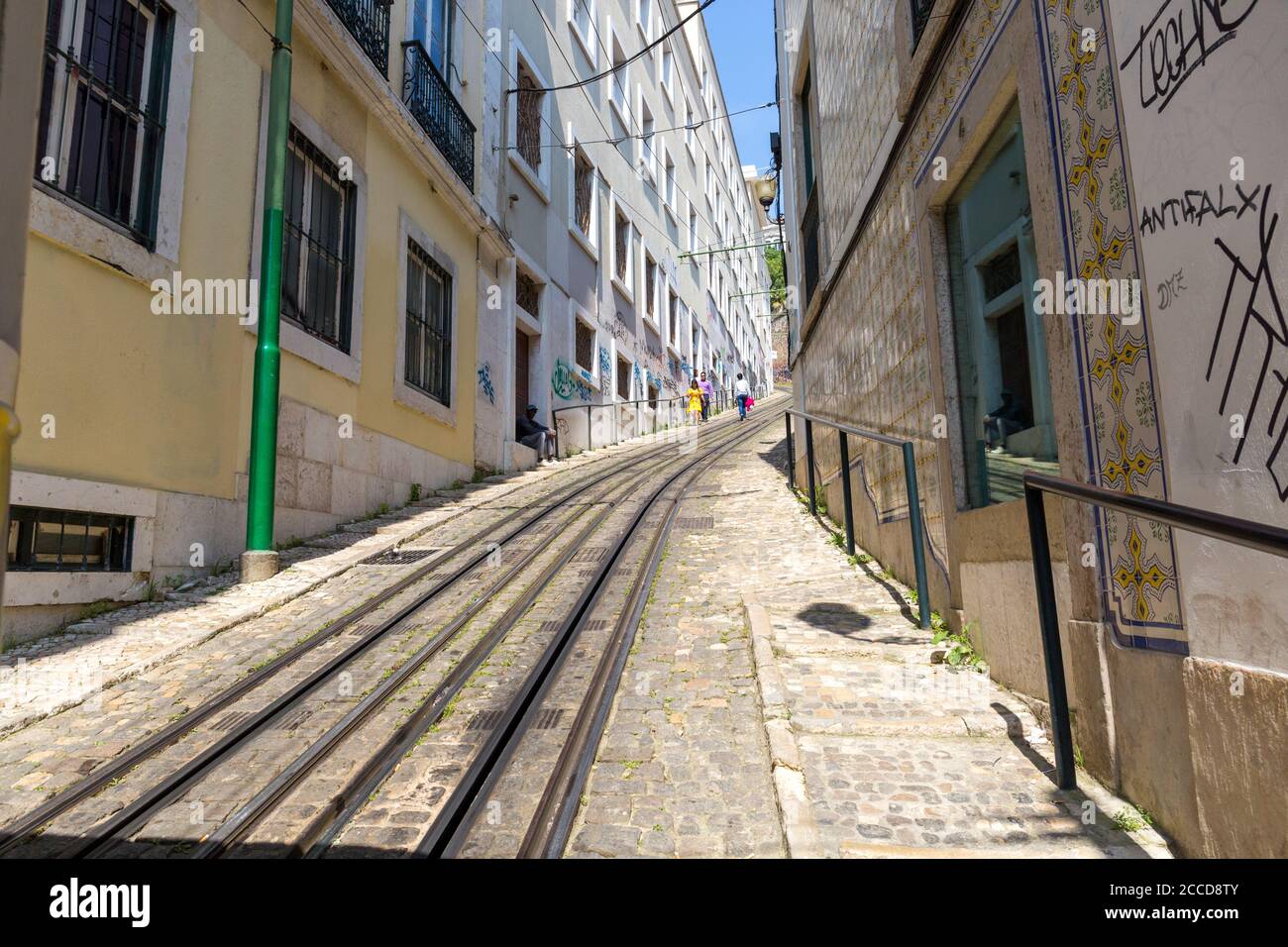 Funicular Railway line, Lisbon, Portugal Stock Photo - Alamy