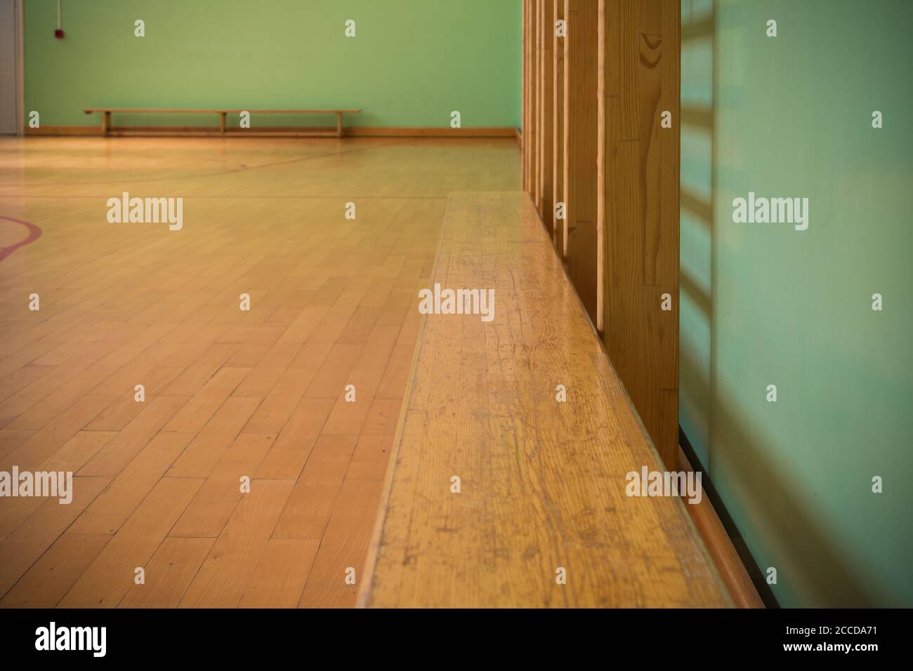 Empty old basketball court with benches Stock Photo - Alamy