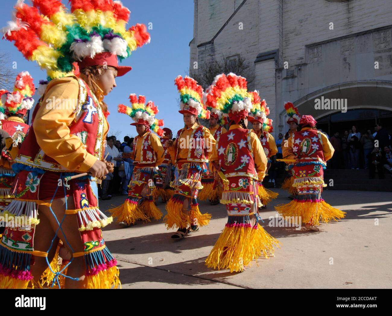 Austin, TX December 12, 2006: Colorful matachines (dancers) and Cristo ...