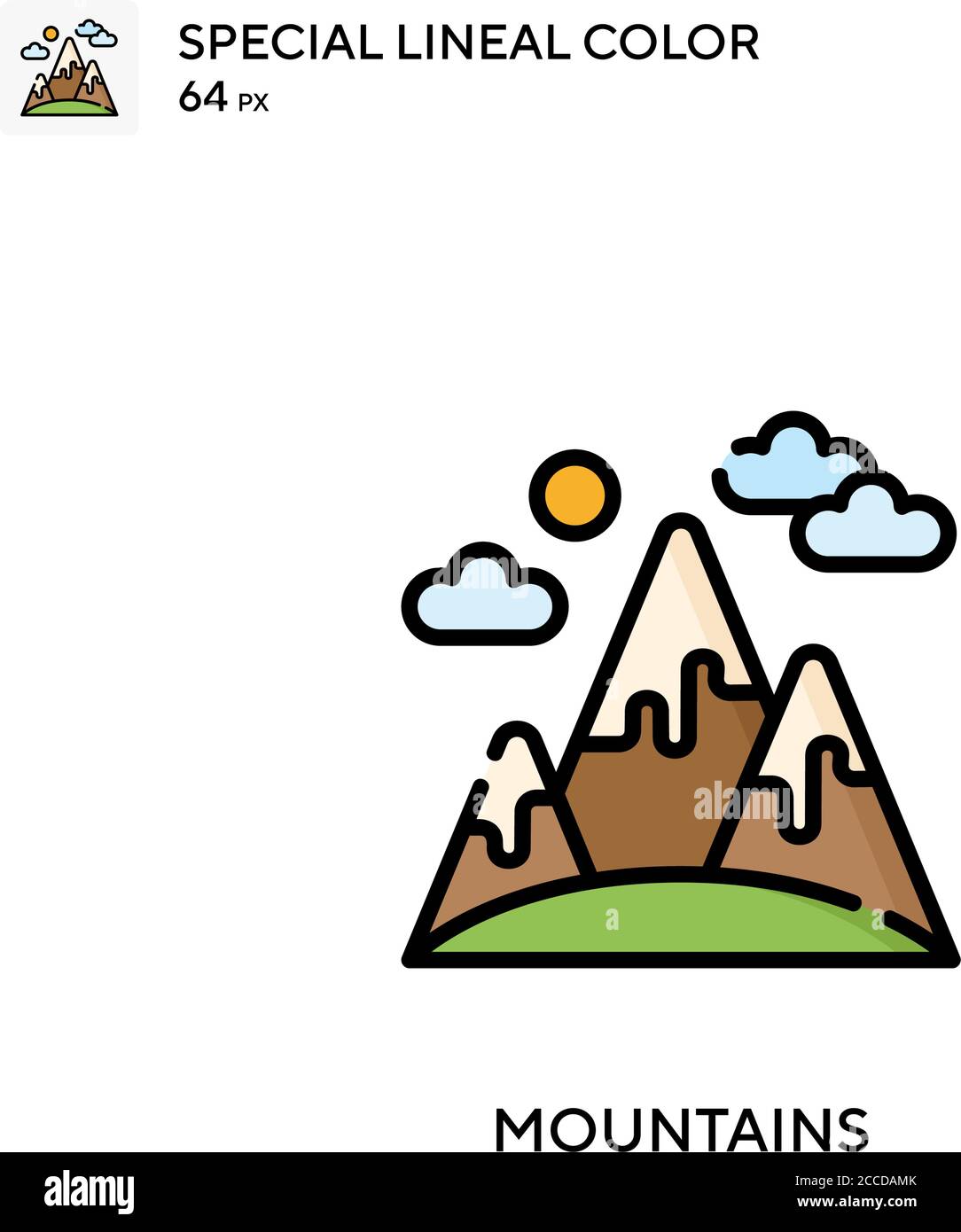 Mountains Special lineal color icon. Illustration symbol design ...