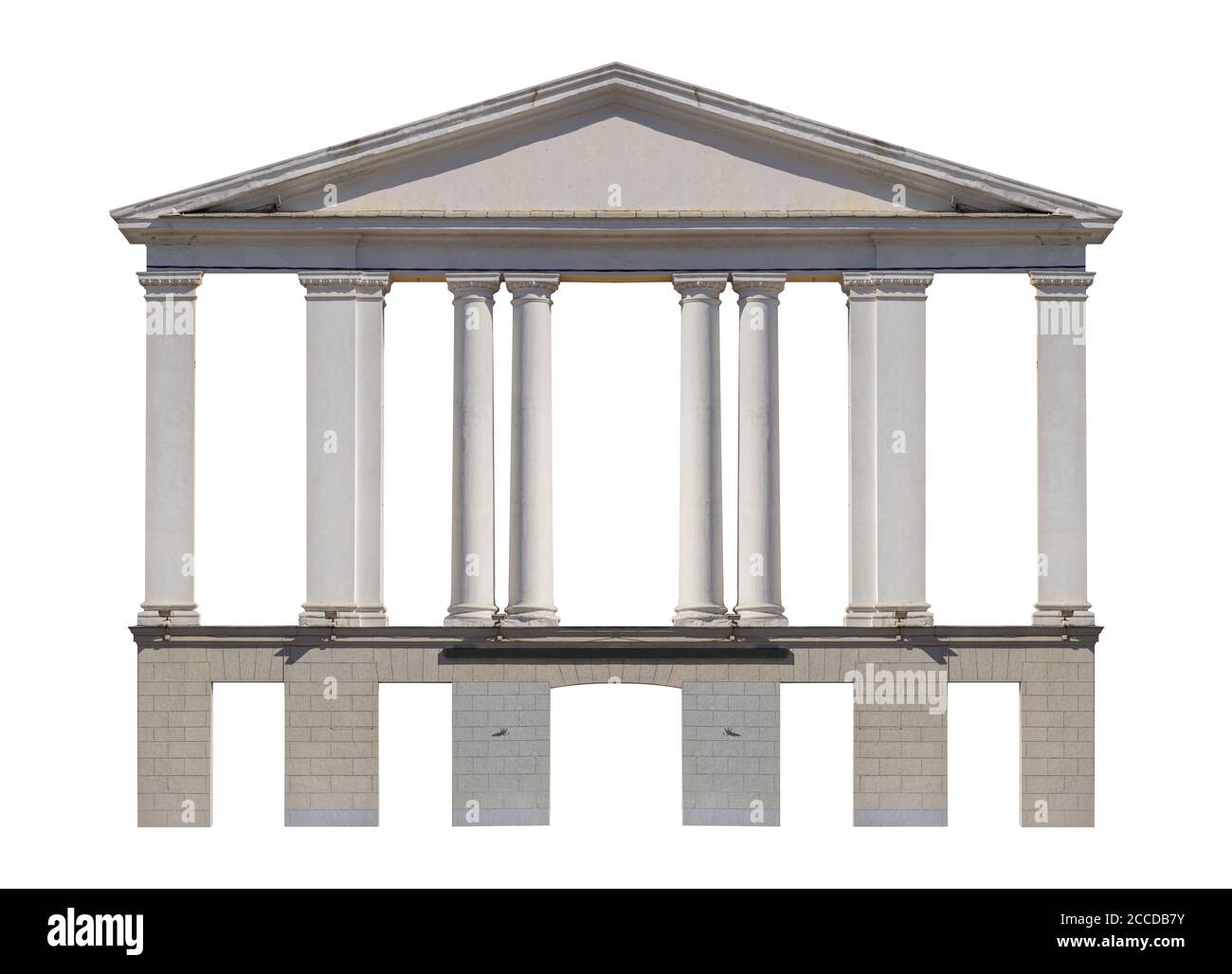 Elements of architectural decorations of buildings, columns and tops ...
