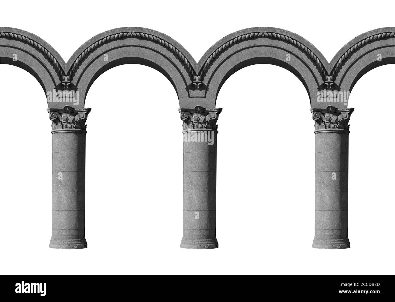 Elements of architecture of buildings, ancient arches, columns, windows ...