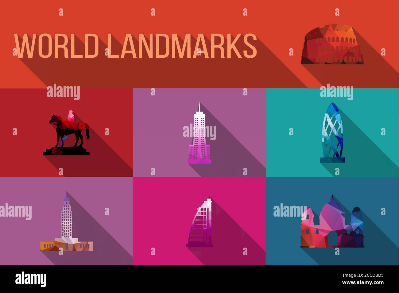World landmarks, famous buildings, Europe, America, Asia Stock Vector ...