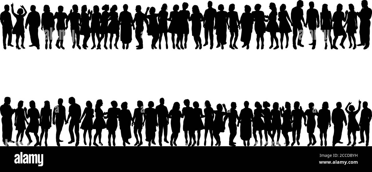 vector isolated silhouette of a crowd of people, collection Stock ...