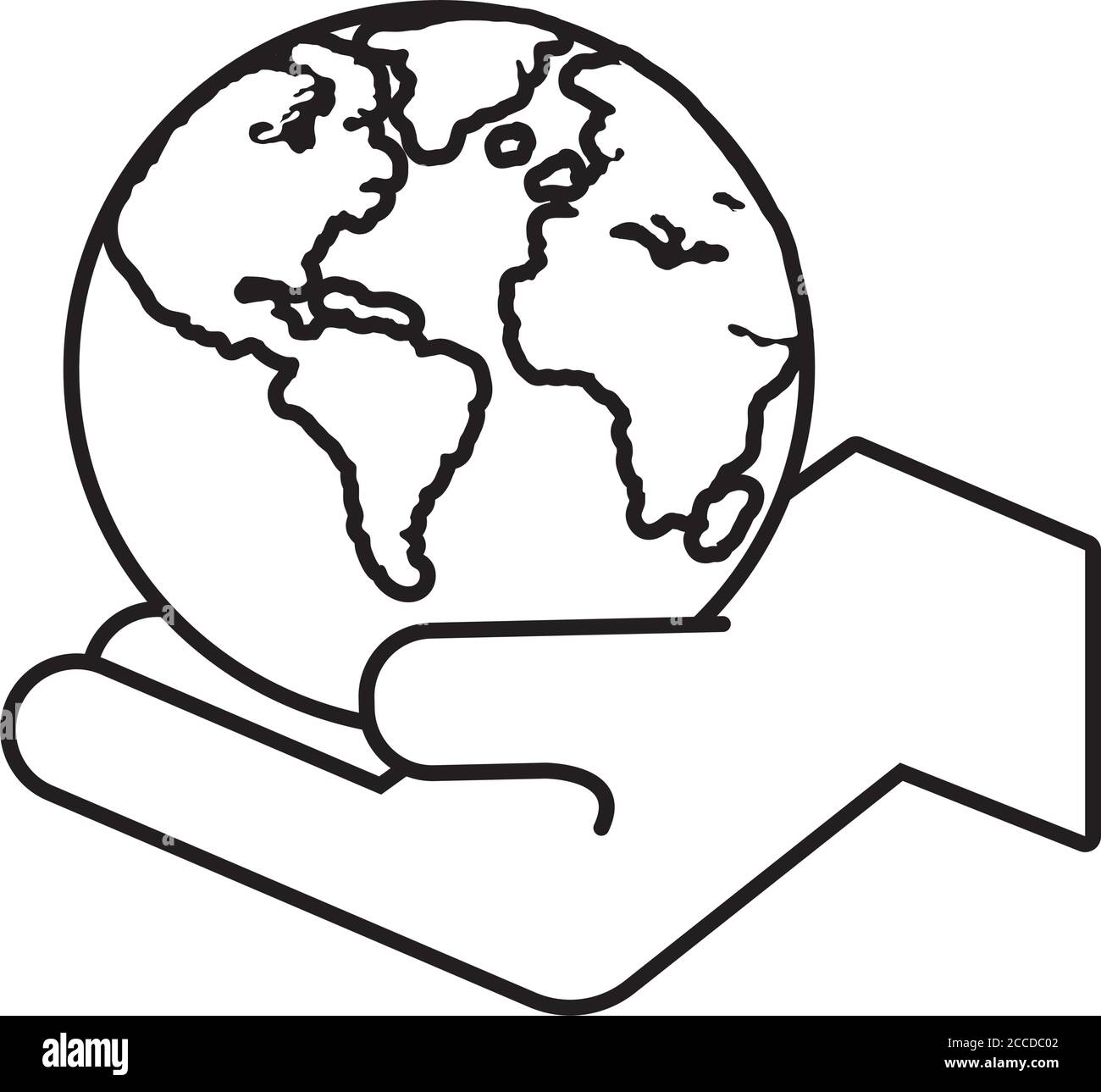 hand lifting world planet earth line style icon vector illustration ...