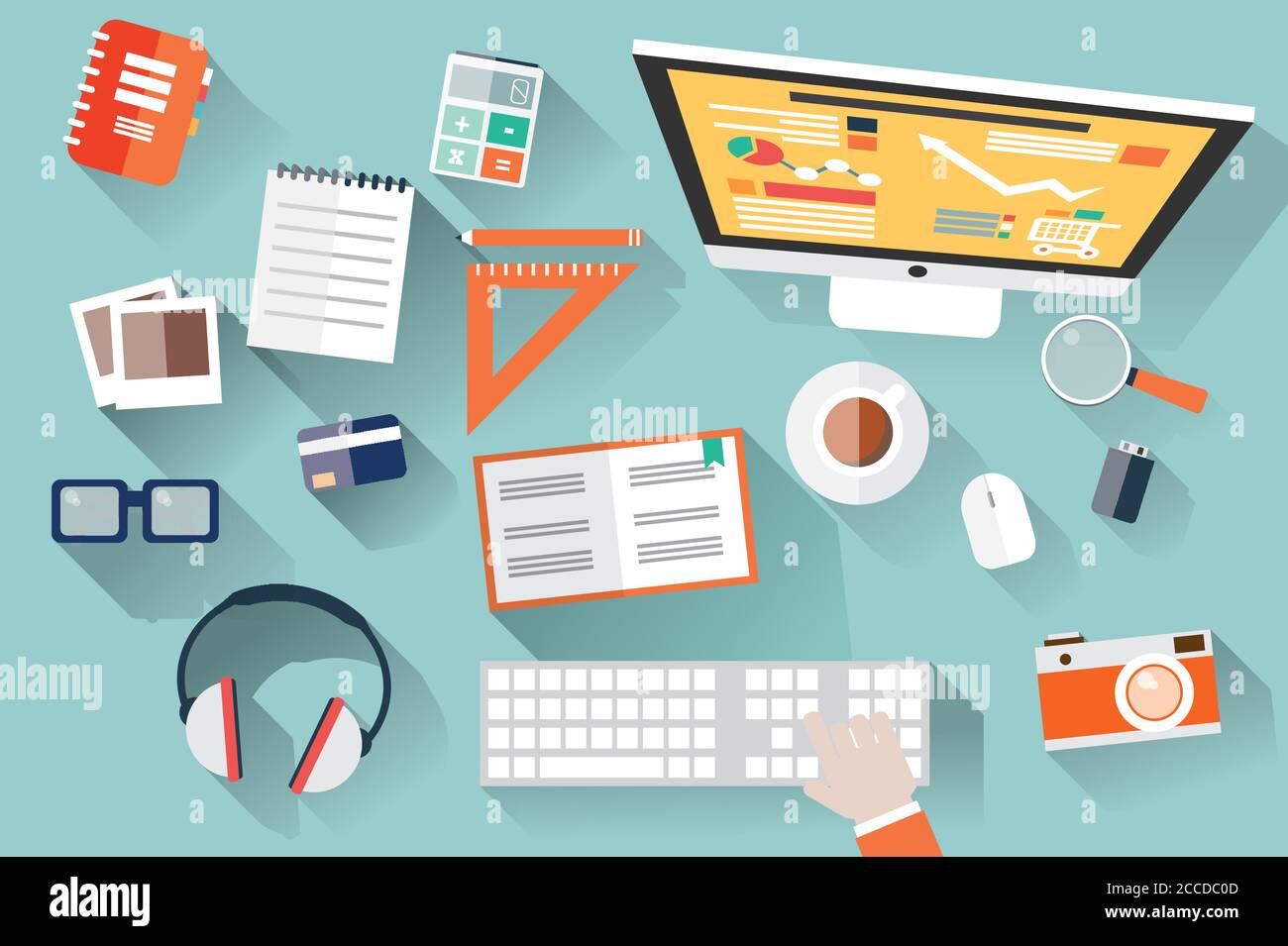 Work desk vector photo Stock Vector Images - Alamy