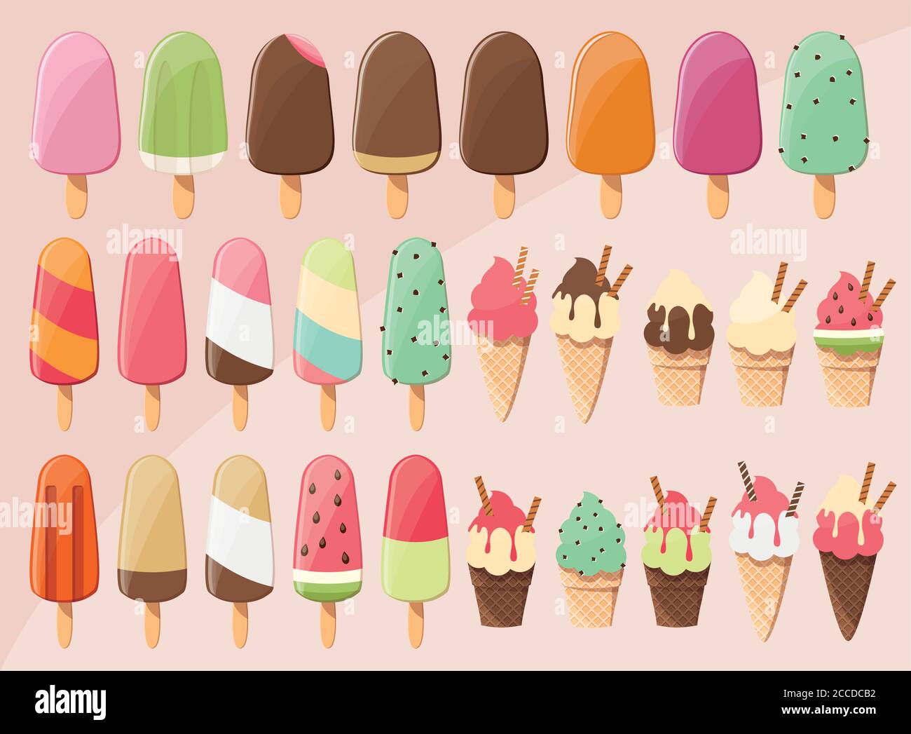 Huge collection of 28 delicious glossy tasty ice cream popsicles ...