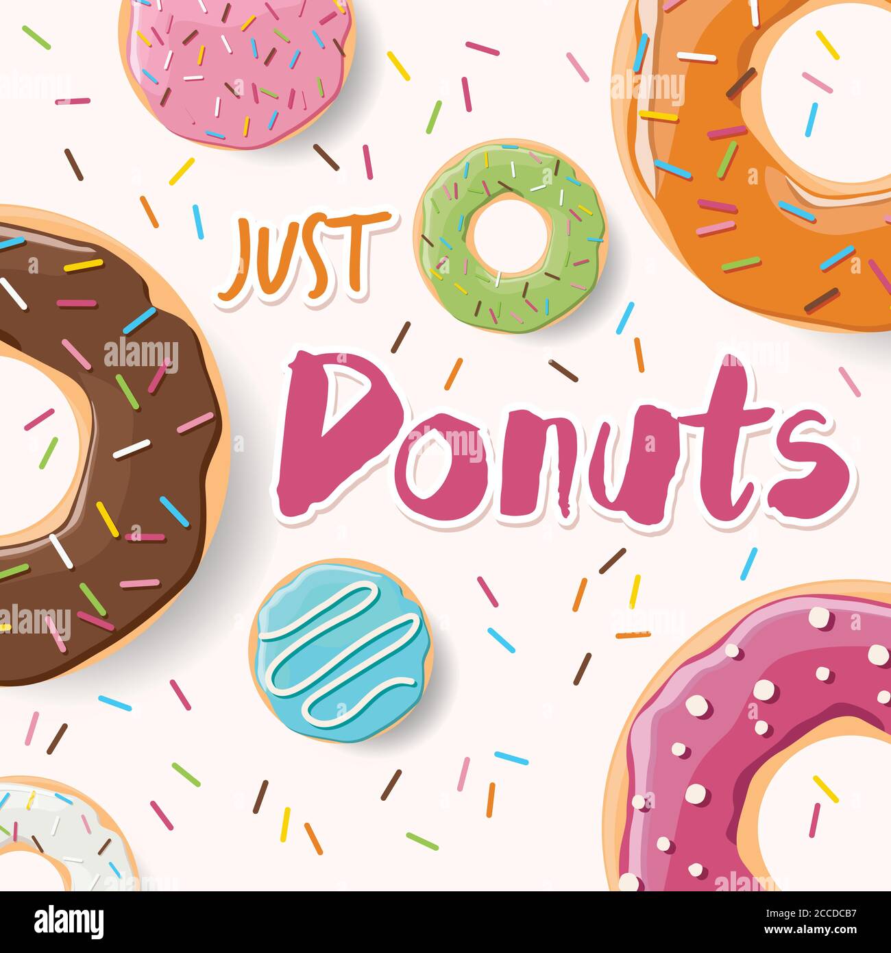 Poster design with colorful glossy tasty donuts, vector illustration ...