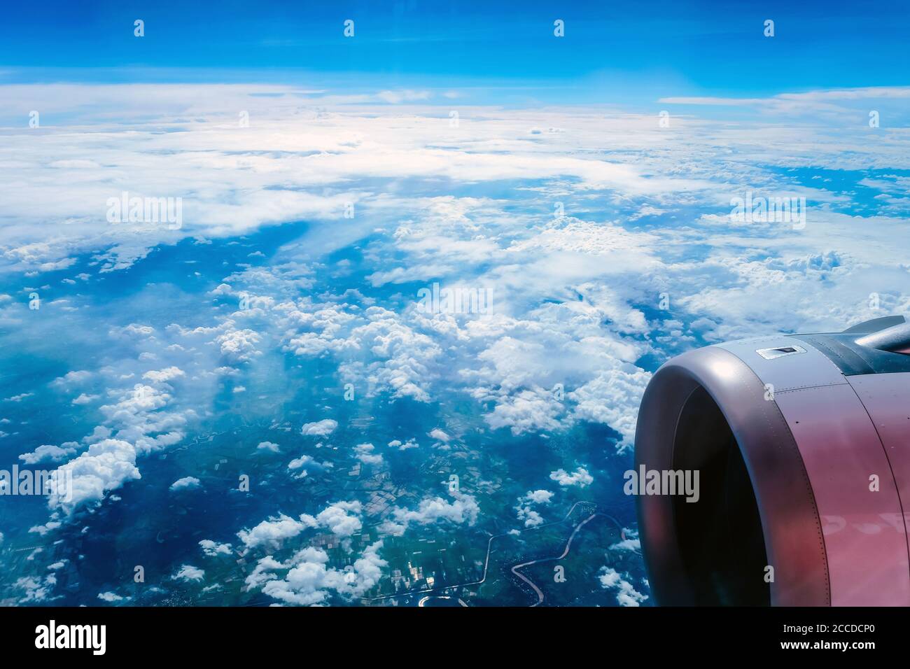 View from an airplane window background Stock Photo - Alamy
