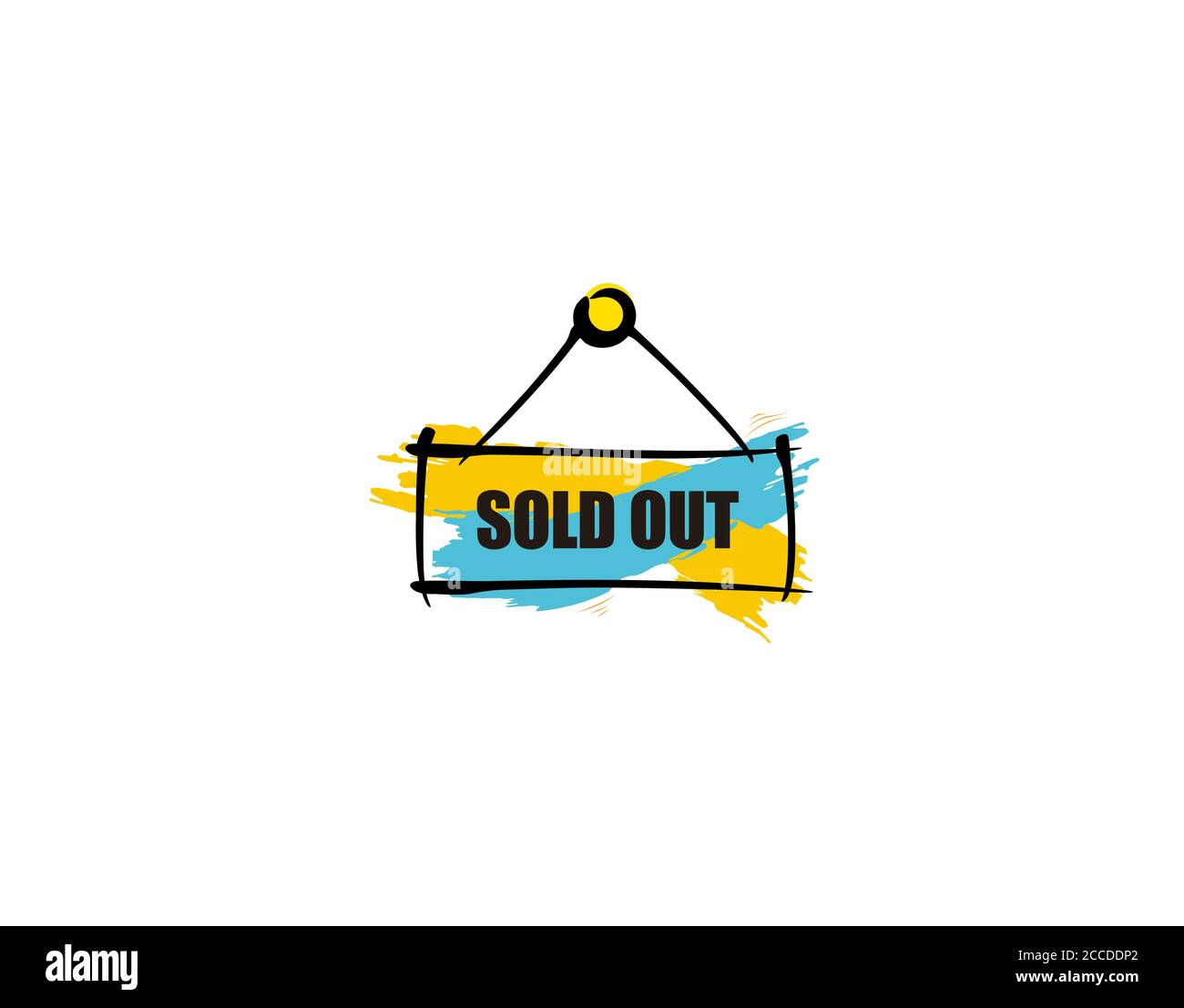 Sold Out Signboard Flat on white background in vector illustration ...